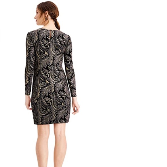 MSK | Dresses | Nwt Msk Classic Black Silver Gold Long Sleeve Dres ...